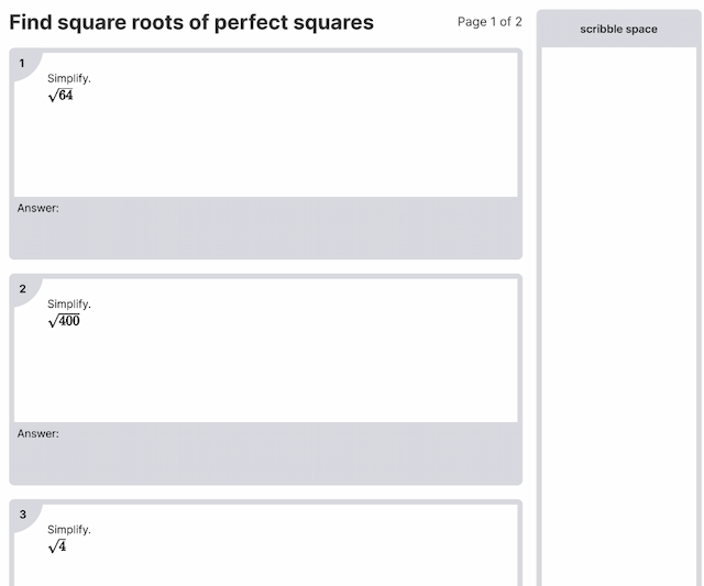 Find Square Roots Of Perfect Squares Worksheets [PDF] (8.EE.A.1): 8th ...