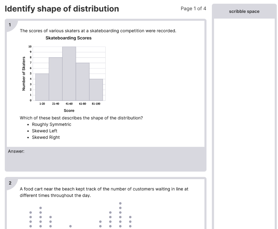 Identify Shape Of Distribution Worksheets [PDF] (6.NS.C.8): 6th Grade Math