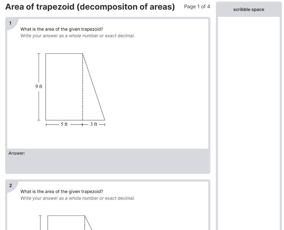 Area Of Trapezoid (Decompositon Of Areas) Worksheets [PDF] (6.NS.C.8 ...